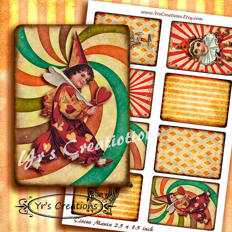 PRINTABLE CIRCUS Cards Instant Download Scrapbooking Atc - Etsy