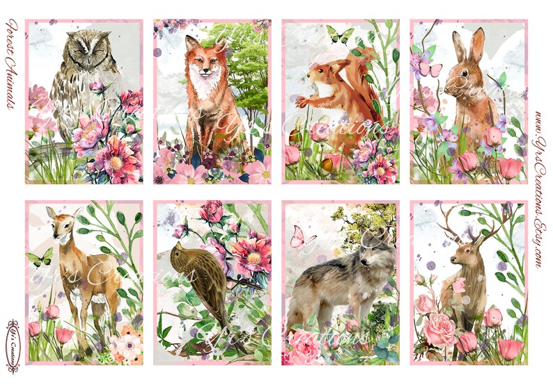 FOREST ANIMAL CARDS Printable Woodland Animals Gift Tags | Etsy