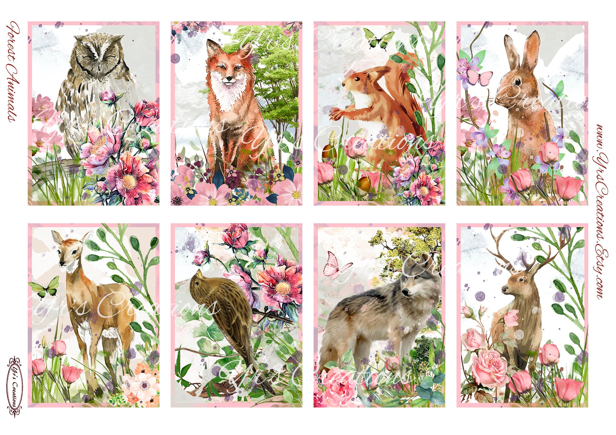 FOREST ANIMAL CARDS Printable Woodland Animals Gift Tags | Etsy