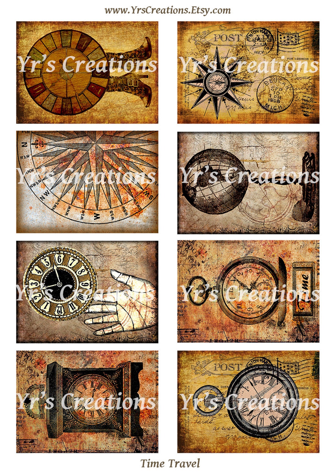 Steampunk ATC Cards TIME TRAVEL Vintage Images Printable Paper | Etsy