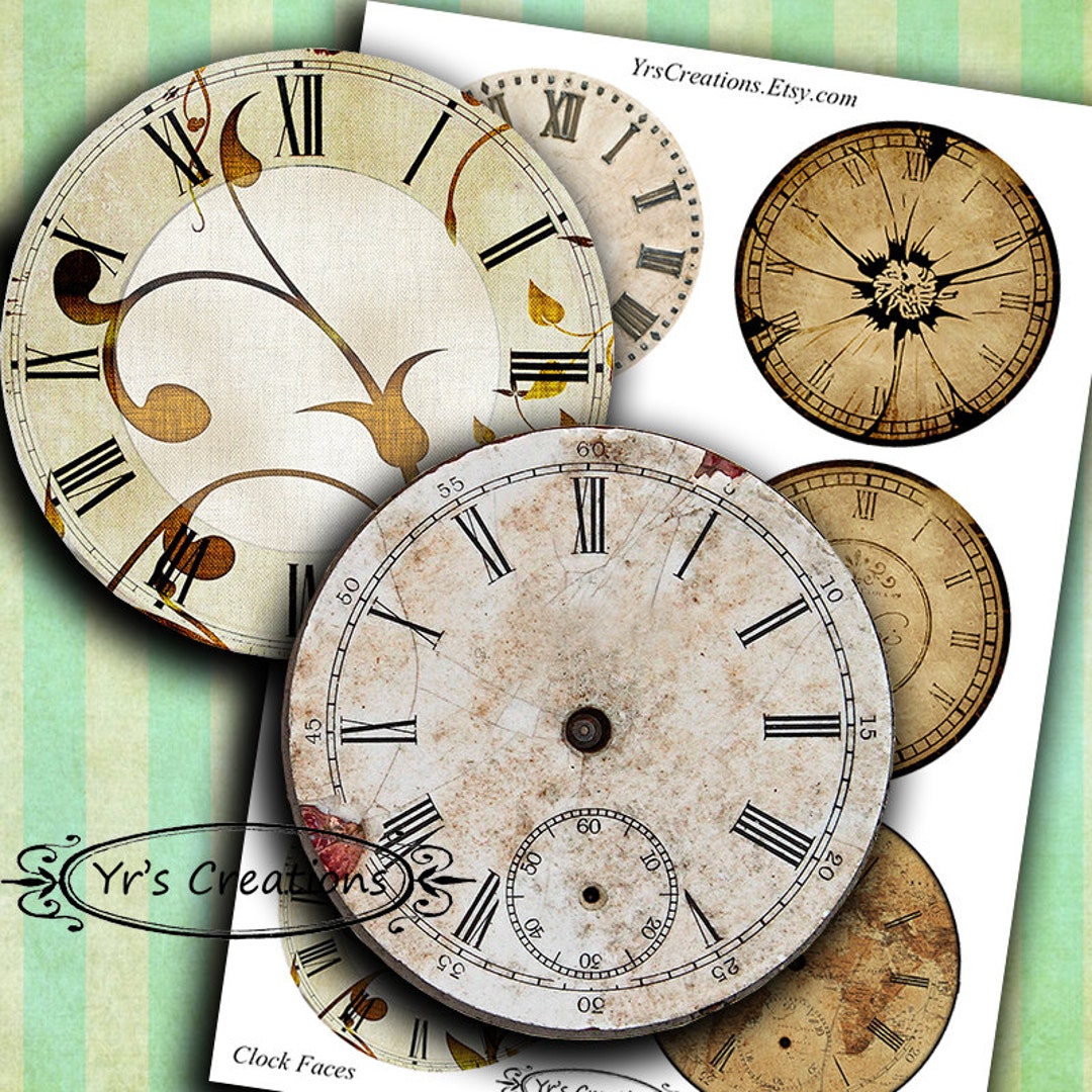 Antique Clock Faces Printable Circle Images Vintage Clock Faces for ...