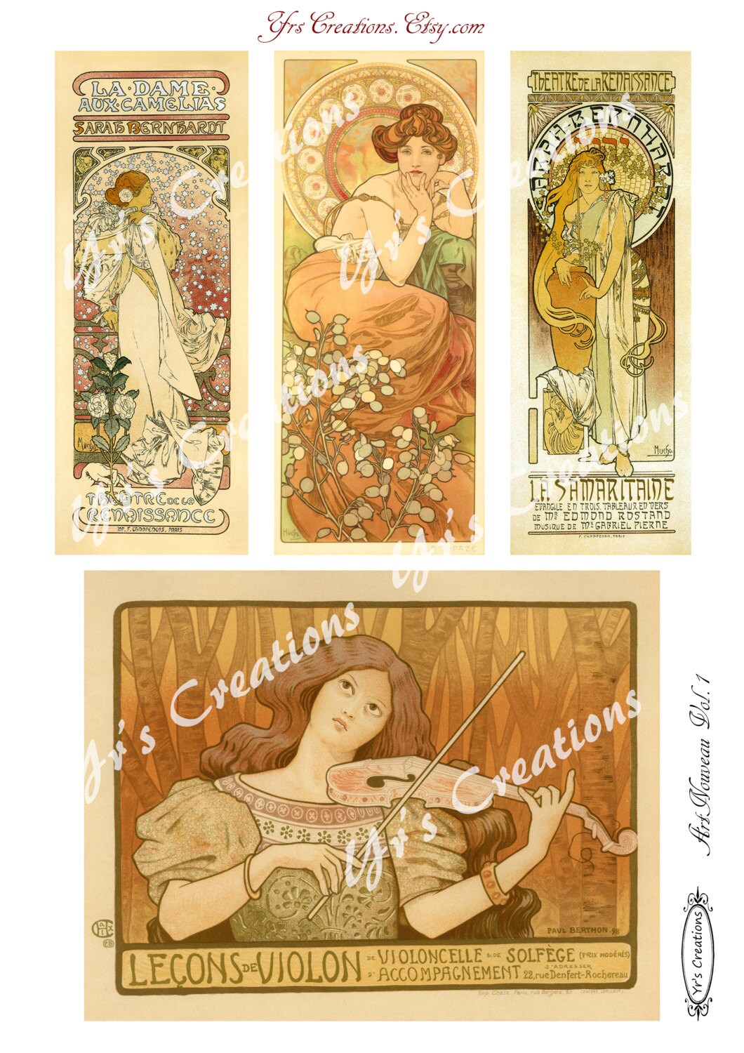 ART NOUVEAU EPHEMERA Digital Collage Sheet, Vintage Posters, Scrapbook ...
