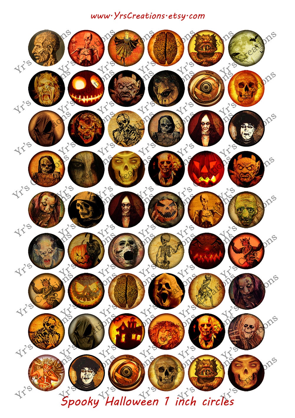 SPOOKY HALLOWEEN 1 Inch Circle Digital Download Art for - Etsy