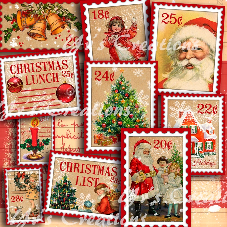 CHRISTMAS EPHEMERA DIGITAL Printable Collage Sheet. 34 Faux - Etsy