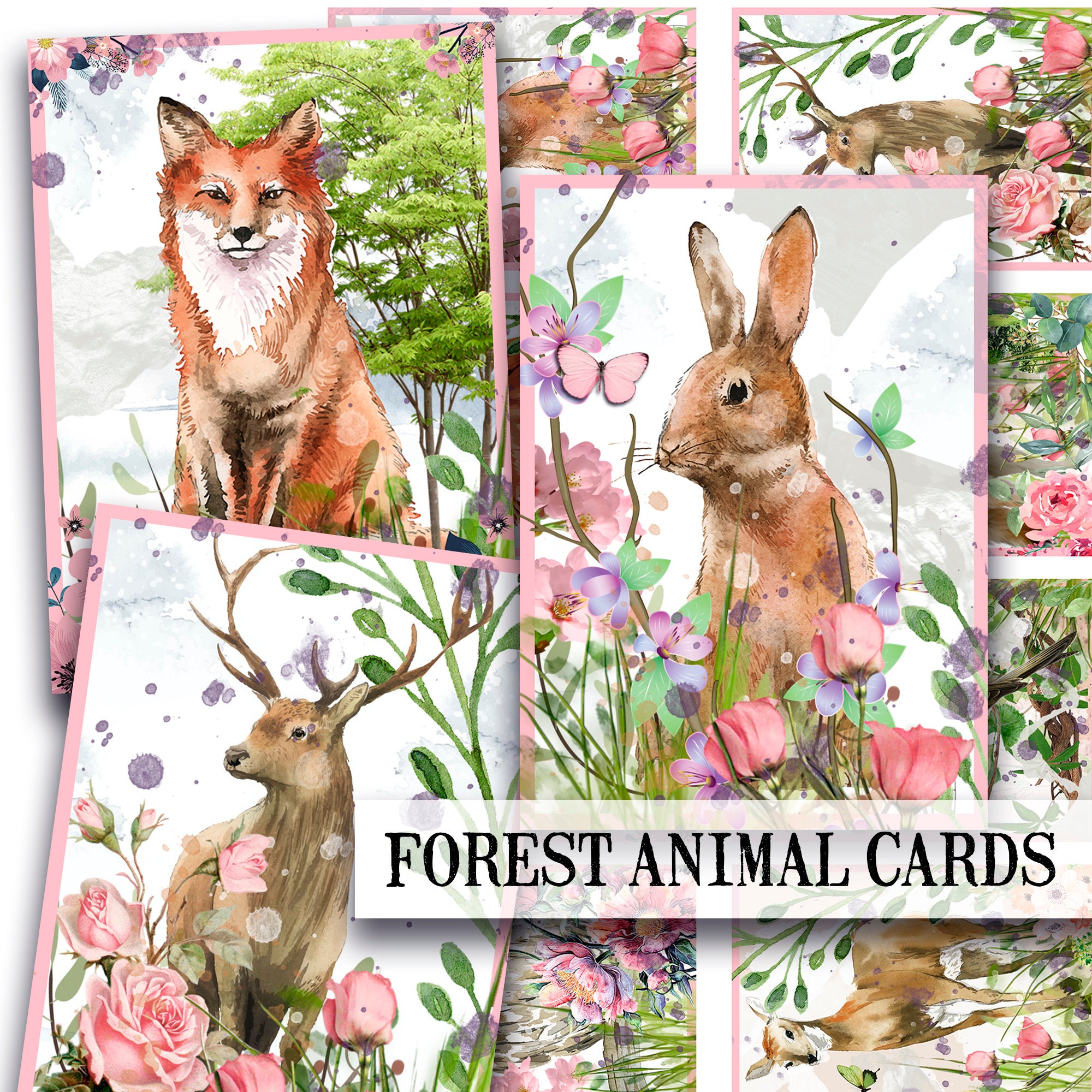 FOREST ANIMAL CARDS Printable Woodland Animals Gift Tags | Etsy