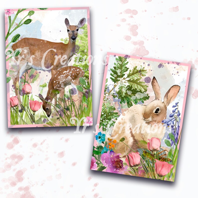 FOREST ANIMAL CARDS Digital Collage Sheet Woodland Animals - Etsy
