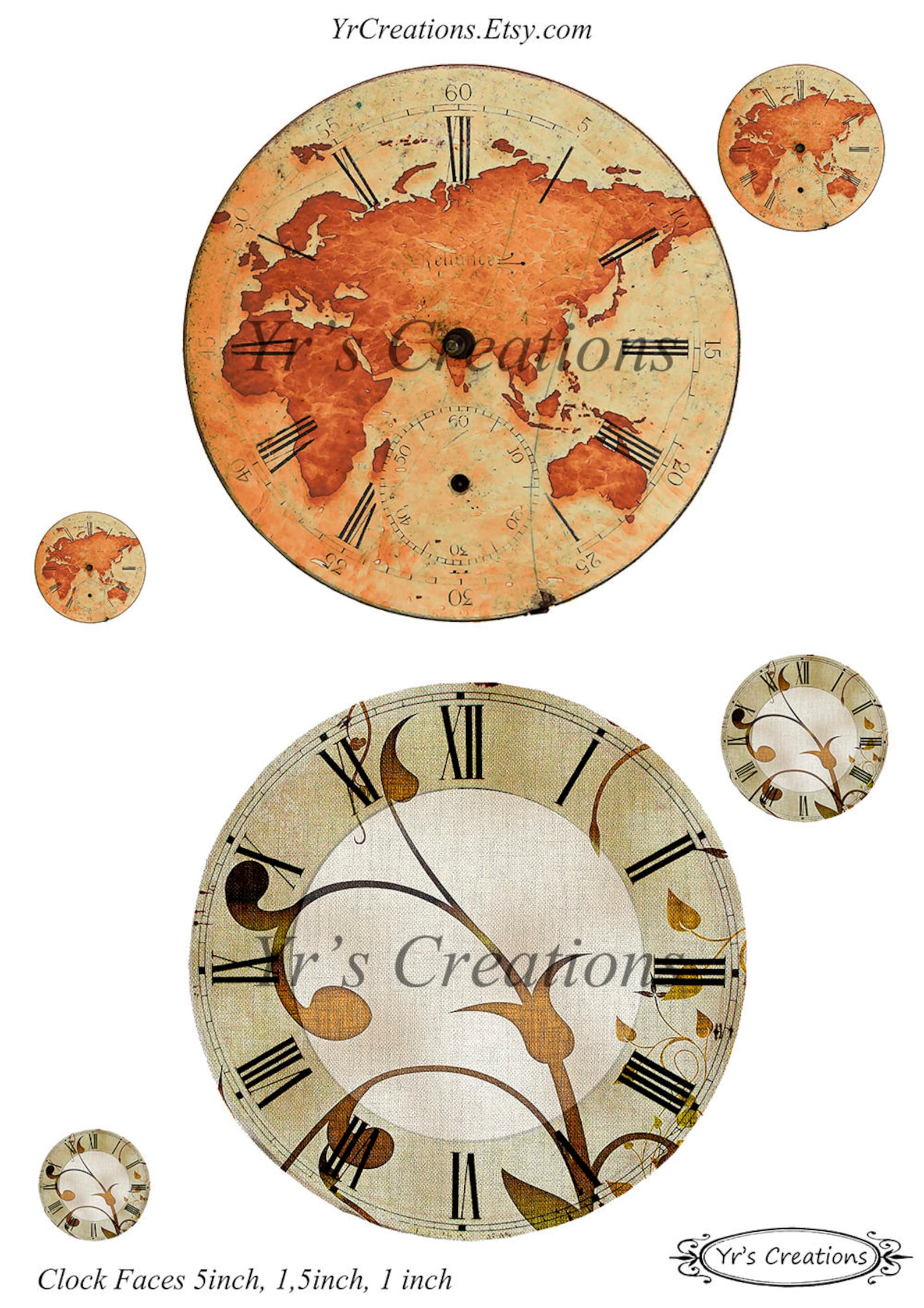 Antique Clock Faces Printable Circle Images Vintage Clock - Etsy