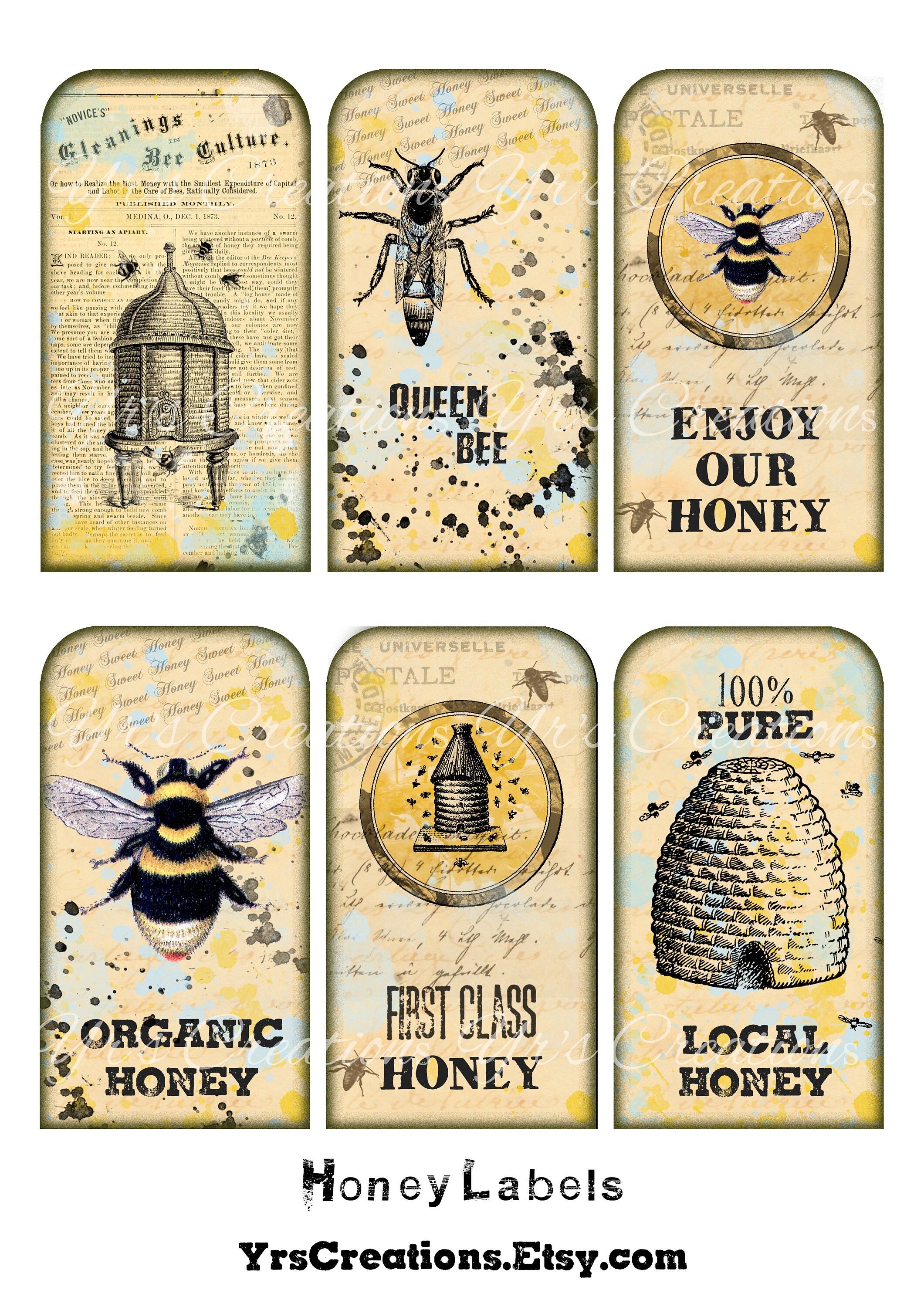 PRINTABLE HONEY LABELS Bee Tags for Jars Beekeeper Gift - Etsy