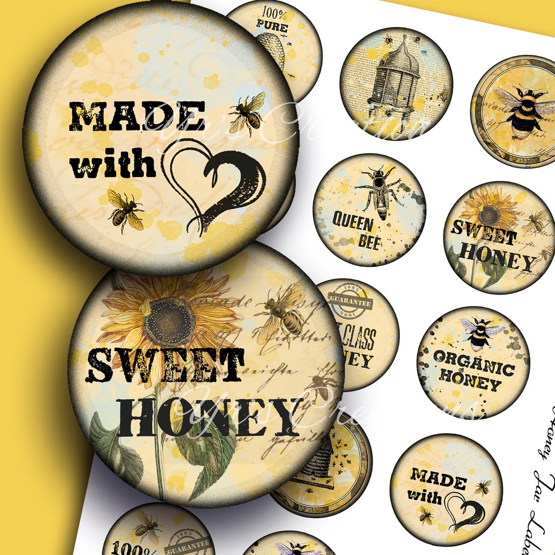 PRINTABLE HONEY LABELS Bee Tags Mason for Jars, Beekeeper Gift Cards ...