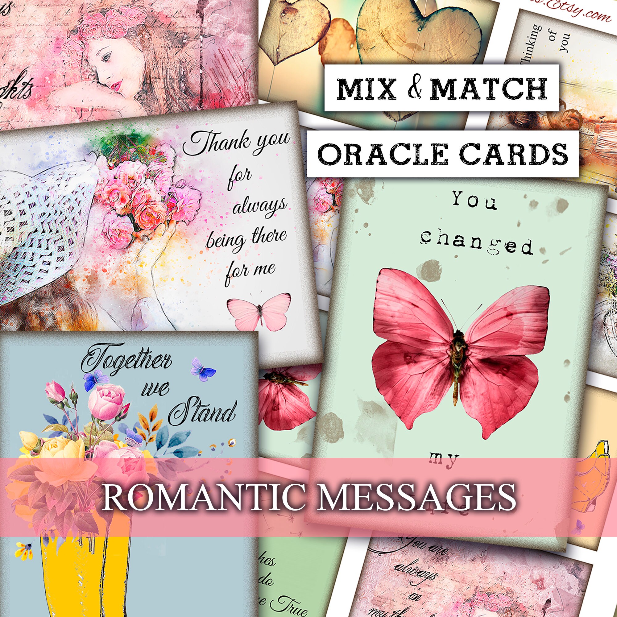 PRINTABLE ORACLE CARDS Romantic Messages Digital Paper Love | Etsy