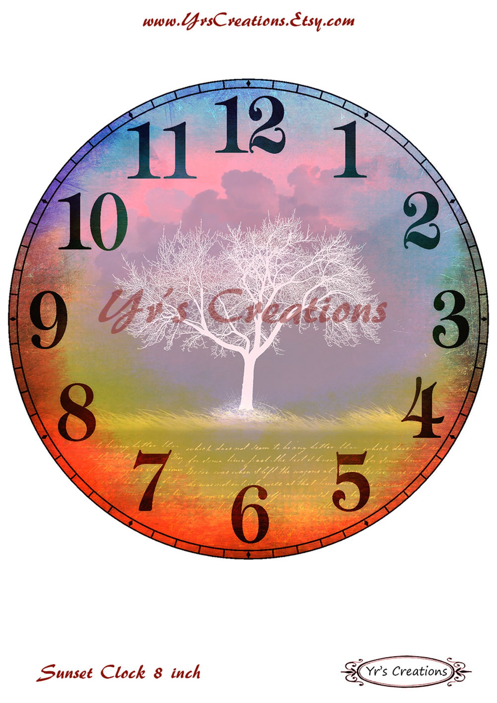 PRINTABLE CLOCK FACES Sunrise & Sunset. Various Sizes for | Etsy