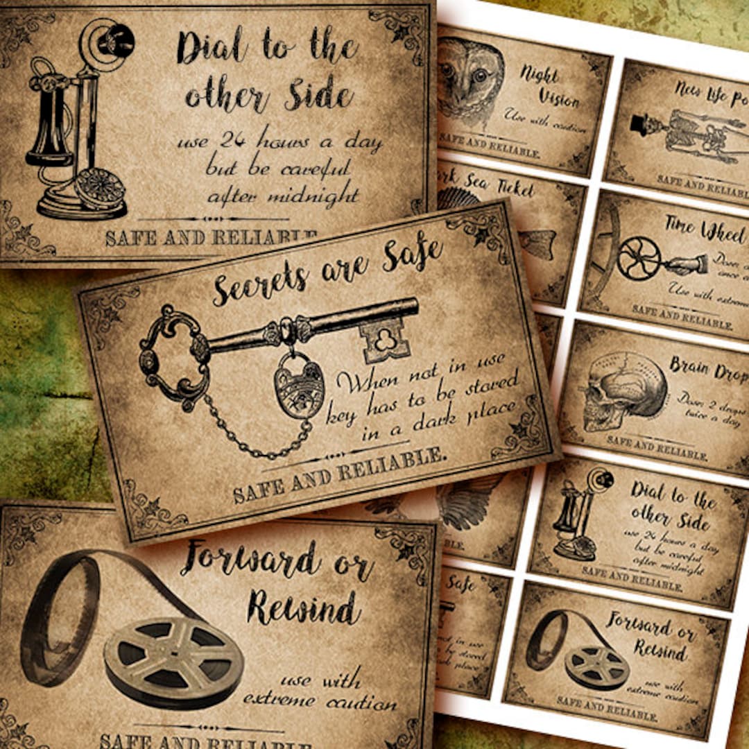 MAGIC POTION LABELS Printable Digital Collage Sheet With 10 Gift Tags ...
