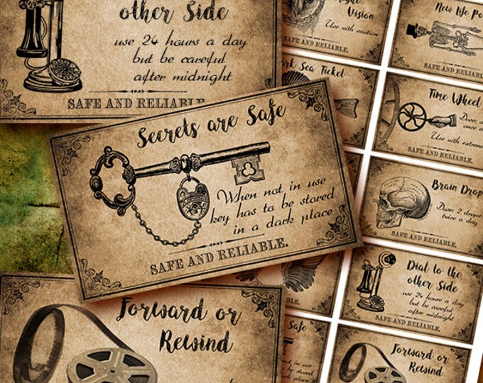 MAGIC POTION LABELS Printable Digital Collage Sheet With 10 Gift Tags ...