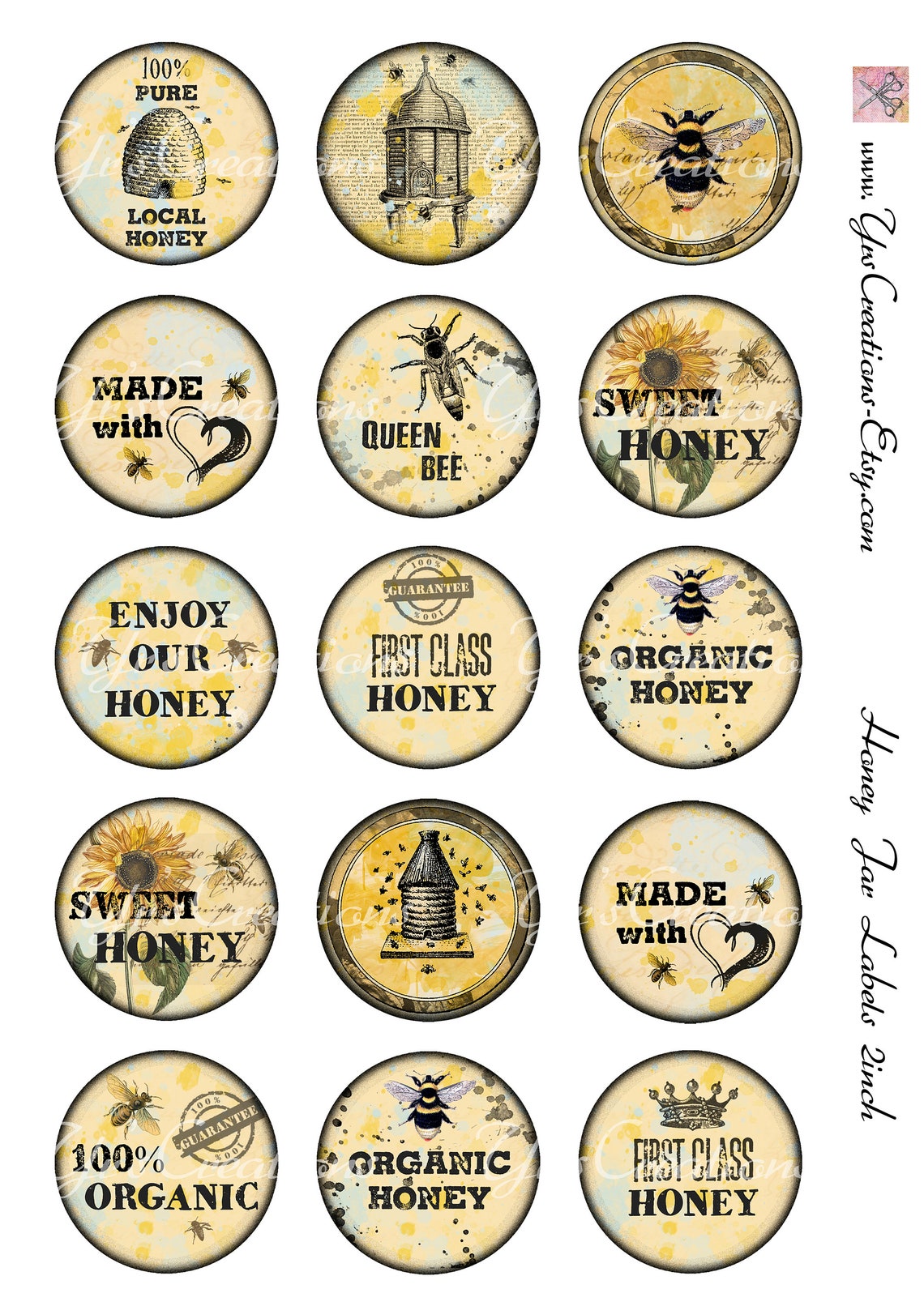 PRINTABLE HONEY LABELS Bee Tags Mason for Jars Beekeeper | Etsy
