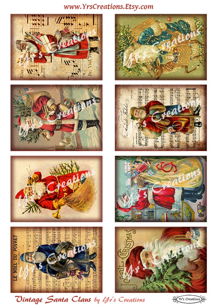 VINTAGE SANTA CLAUS Cards Printable Vintage Christmas Cards - Etsy