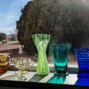 Window Sill Collection Set of 7 Colored Glass Vessels Small Vase Lot ...