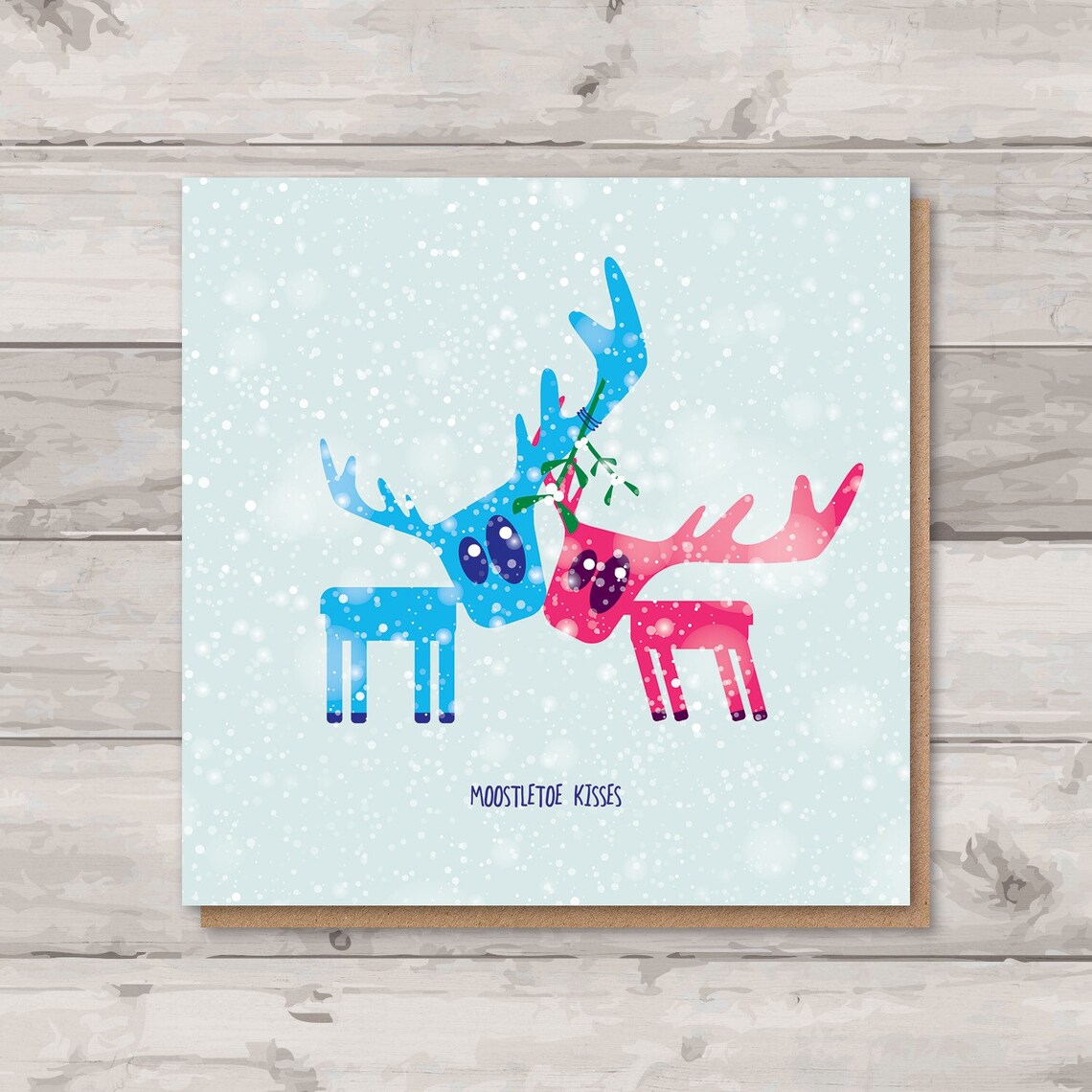 Moose Christmas Card Holiday Cards Cute Christmas Card - Etsy