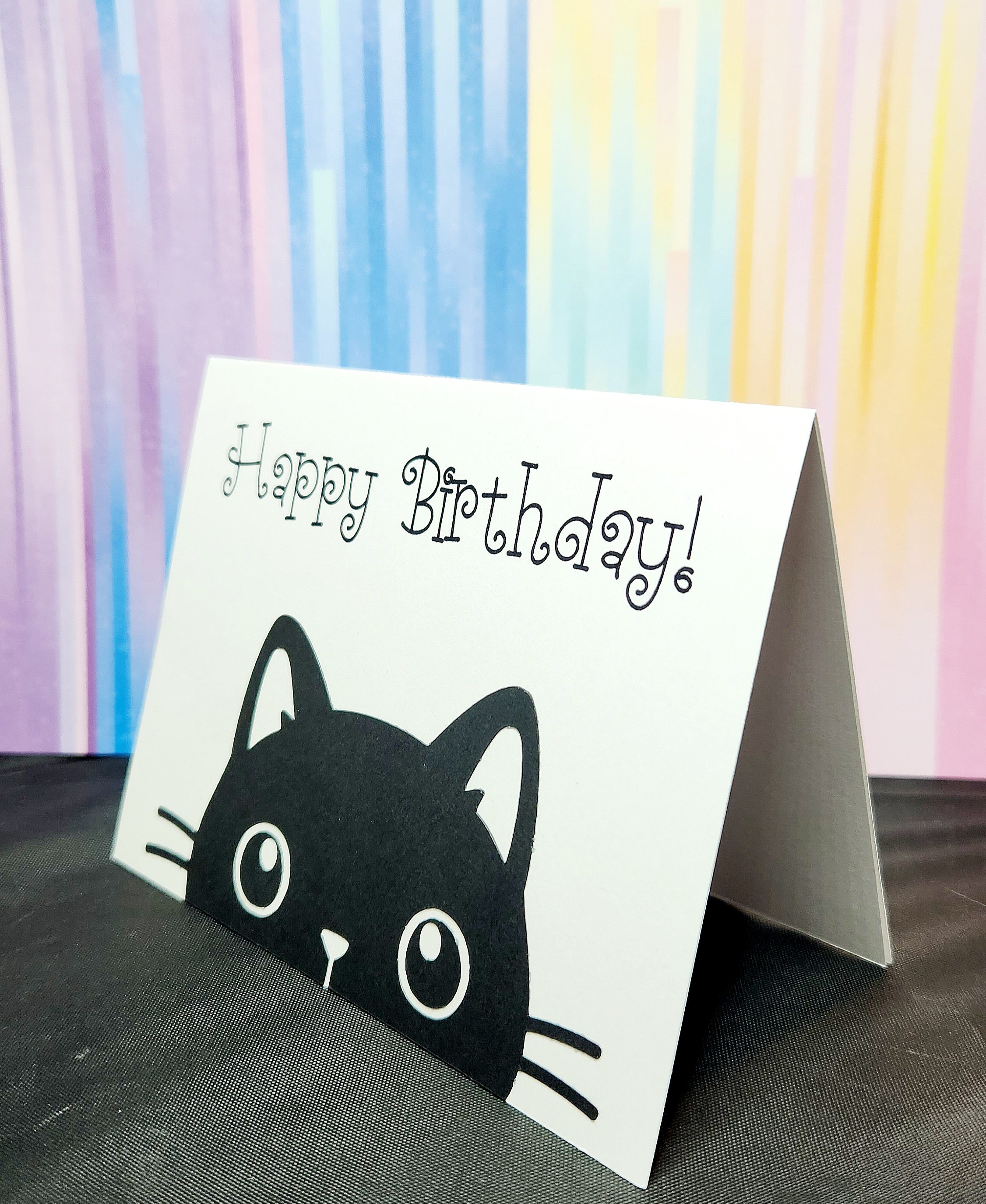 Handmade Card - Cat Birthday Card - Cute Cat Face Birthday Card - A2 ...