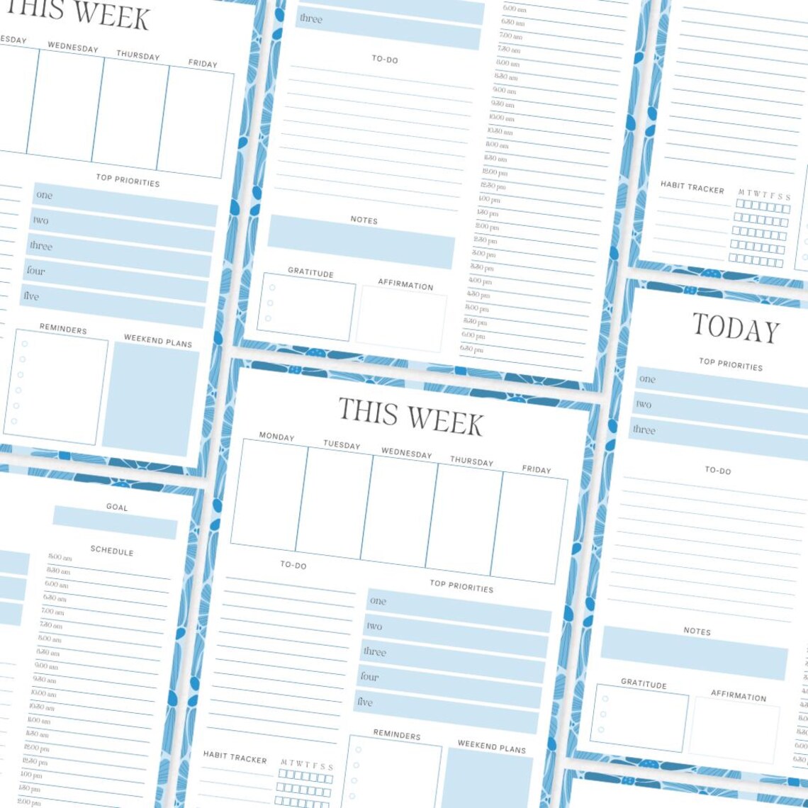 Printable Daily Weekly Planner Template, Productivity Task List ...