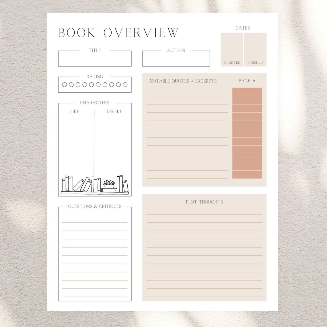 Printable Book Review Template, Book Club Questions, Book Club Planner ...
