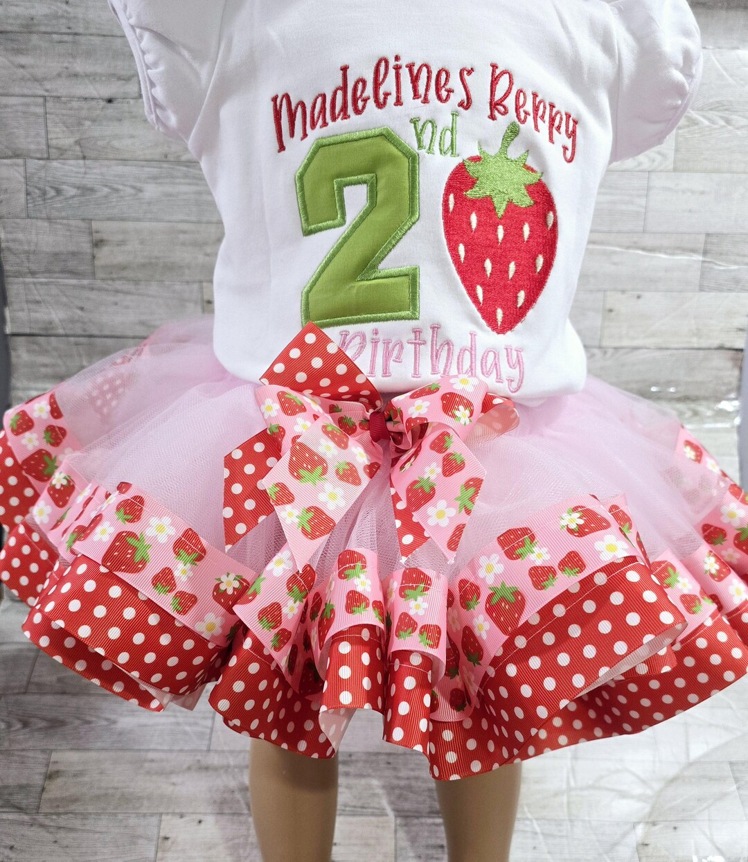 First Strawberry Birthday Tutu Outfit, Berry 1st Birthday Shirt, Tutu ...