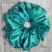 Teal Scrunchie/teal Scrunchie, Teal Satin Scrunchie, Teal Hair Tie, Cute Scrunchie, Large Teal ...