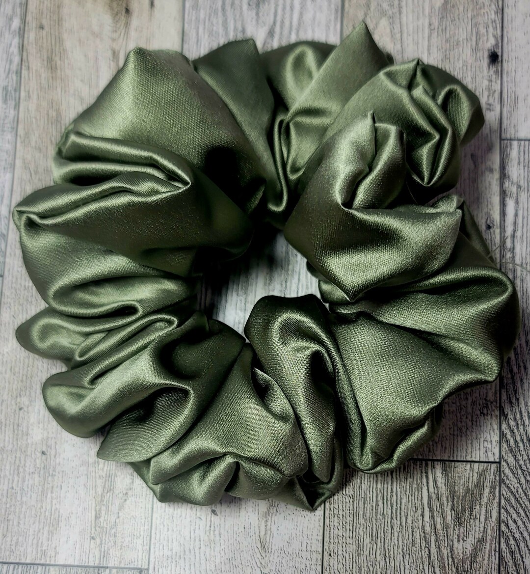Green Scrunchie/ Green Satin Scrunchie Green Hair Tie Cute - Etsy