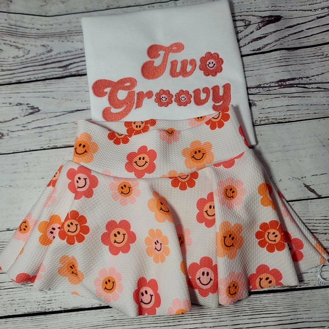 Two Groovy Outfit/skirted Bummie, Bummies Kids Outfit, Skirted Bloomer ...