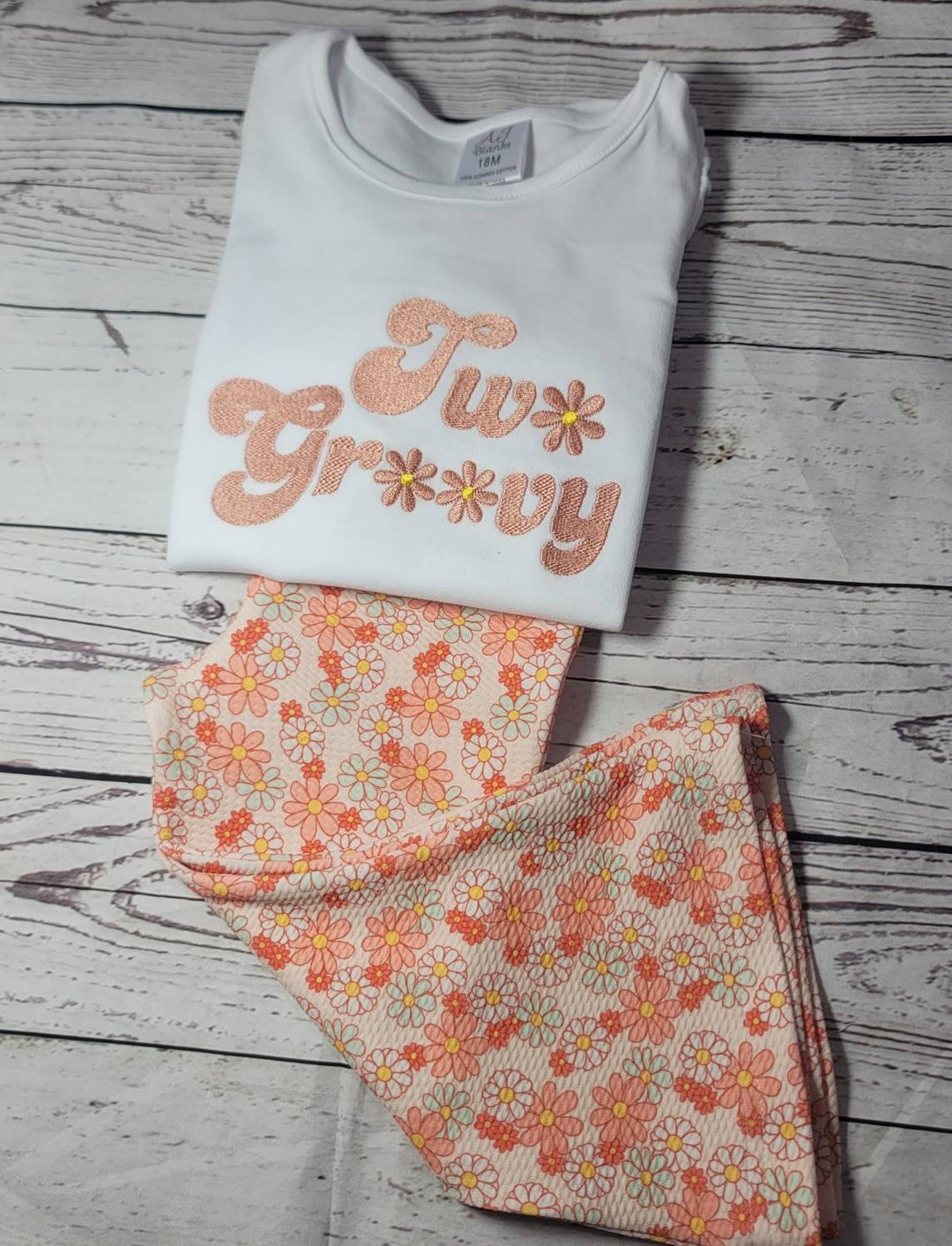 Two Groovy Outfit/ Bell Bottom, Leggings Kids Outfit, Bell Bottoms ...