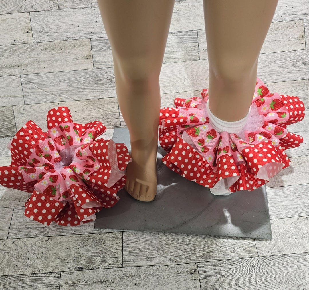 Handmade Strawberry Ruffle Detachable Socks, Ruffle Socks, Tutu Socks ...