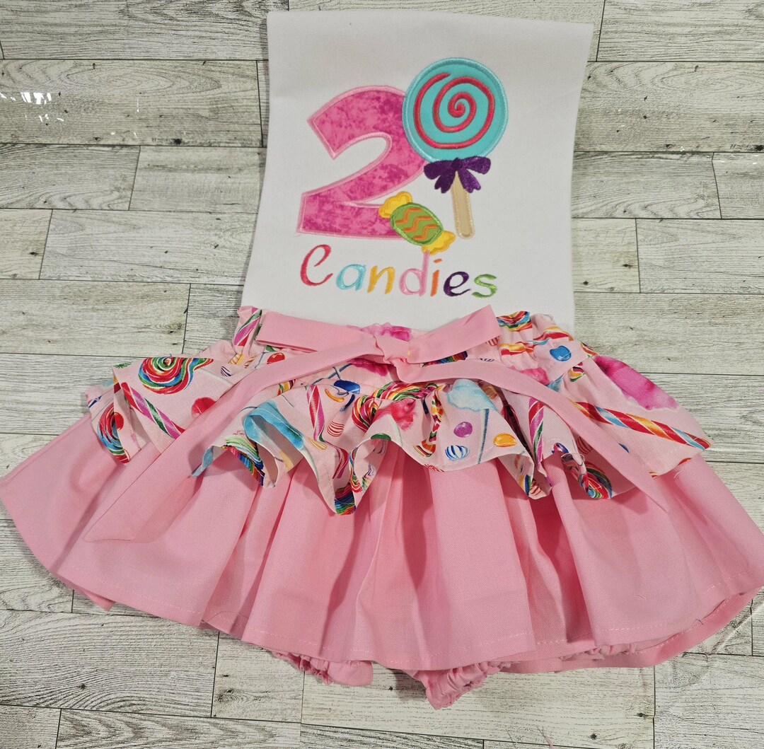 Candy Birthday Outfit, Embroidered Shirt, Kits Party Outfit, Two Sweet ...