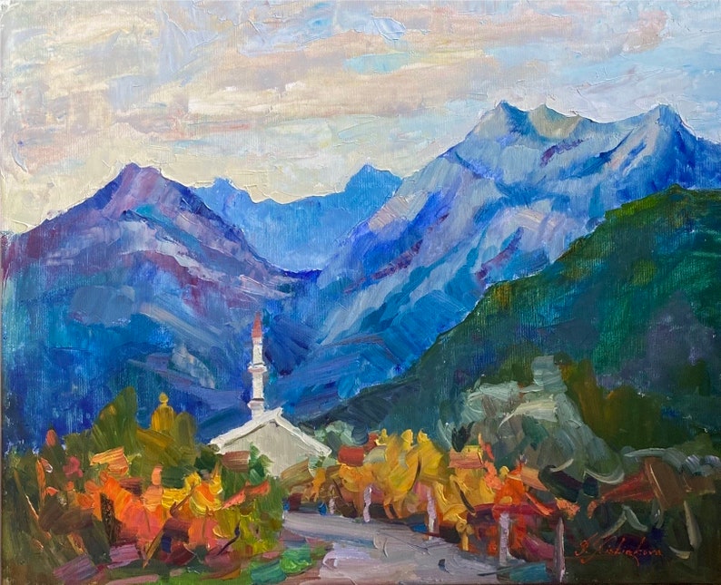 Ukrainian Impressionist art, Original painting, Rural landscape : r ...