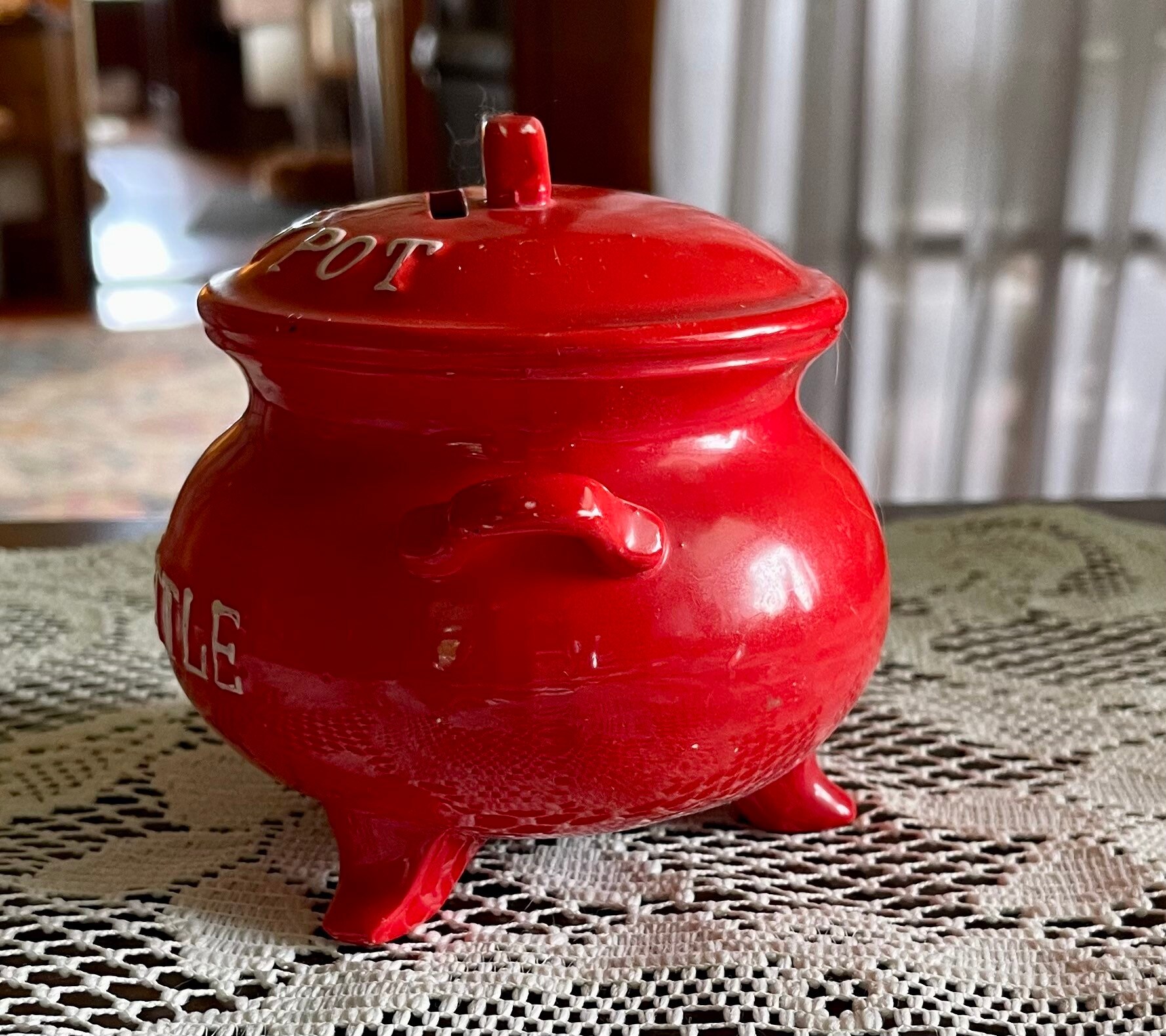 Vintage LEGO Japan Red Kettle Penny Pot Ceramic Piggy Bank - Etsy