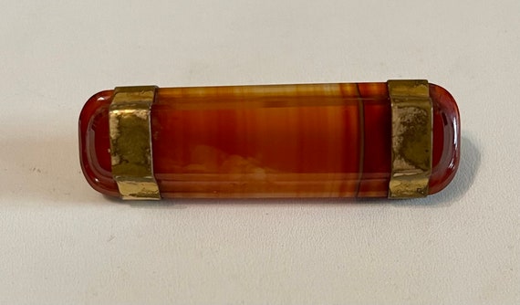 Antique Bronze Bakelite Brooch Solid Pin with Metal A… - Gem