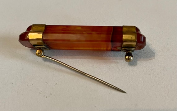 Antique Bronze Bakelite Brooch Solid Pin with Metal A… - Gem