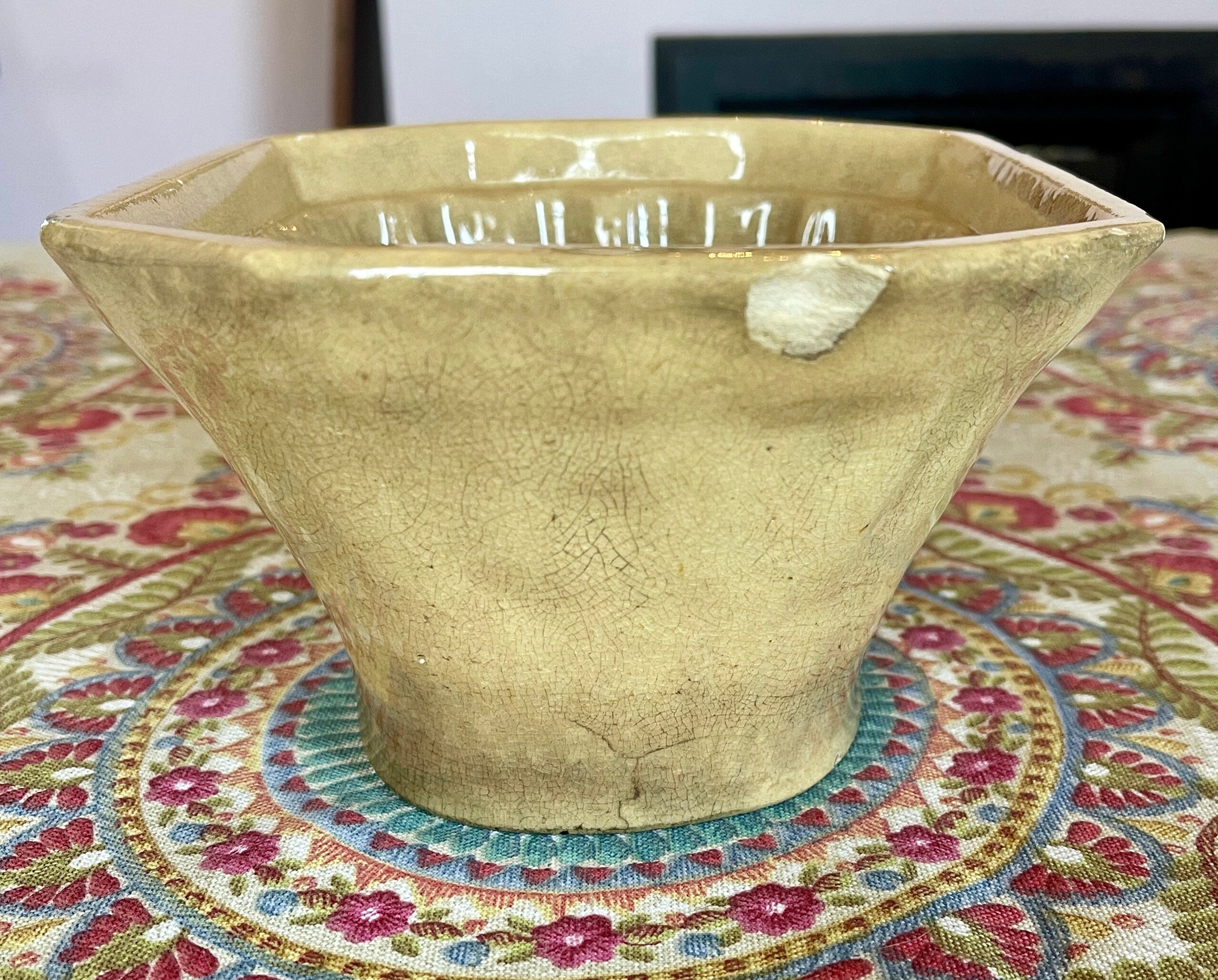 Antique Yellow Ware Grapes Mold Bowl Crazed and W Dark Patina Farmhouse ...