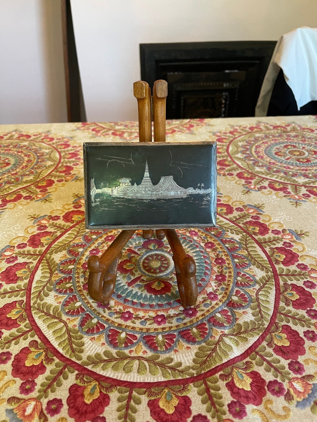 Vintagethai Thailand Siam STERLING SILVER Niello Cigarette Trinket Box ...