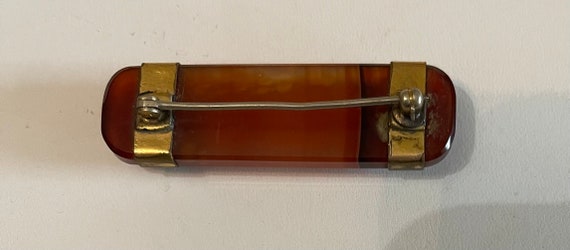Antique Bronze Bakelite Brooch Solid Pin with Metal A… - Gem