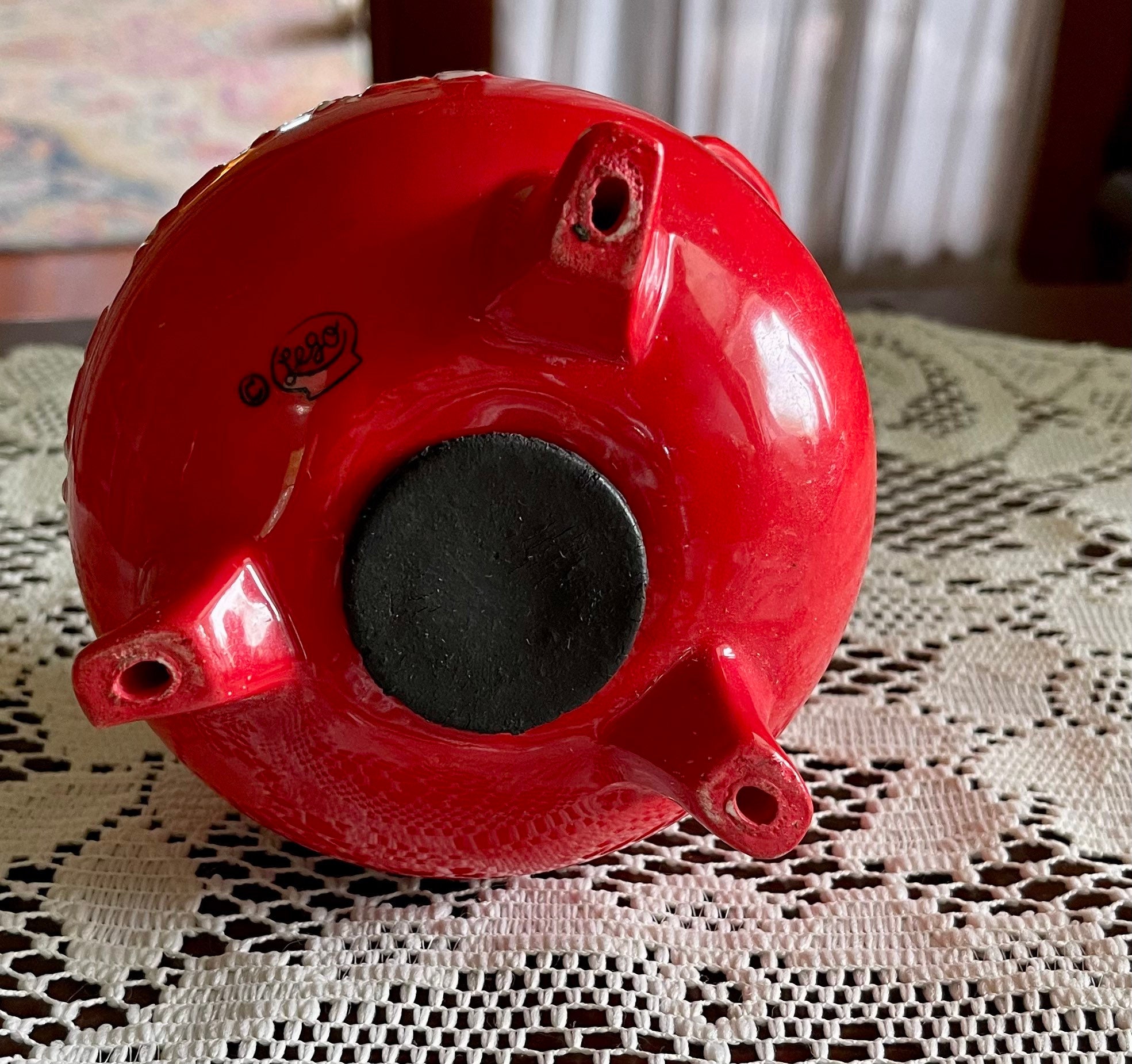 Vintage LEGO Japan Red Kettle Penny Pot Ceramic Piggy Bank - Etsy