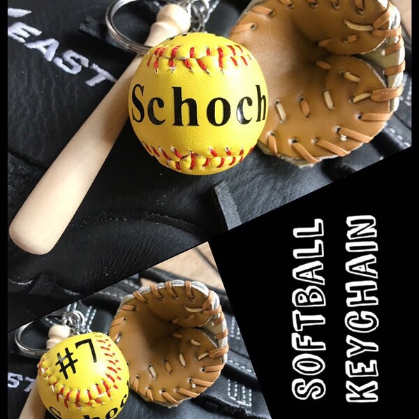 Softball Keychain - Etsy