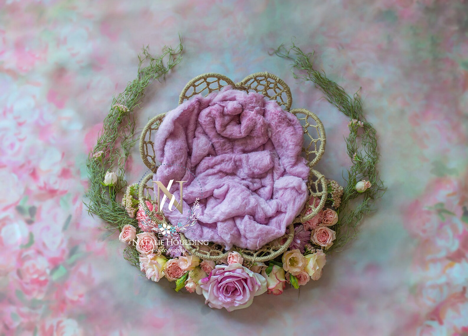 Diandra- Newborn Digital Backdrop- Basket- Wreath- Fresh Flowers- Prop ...