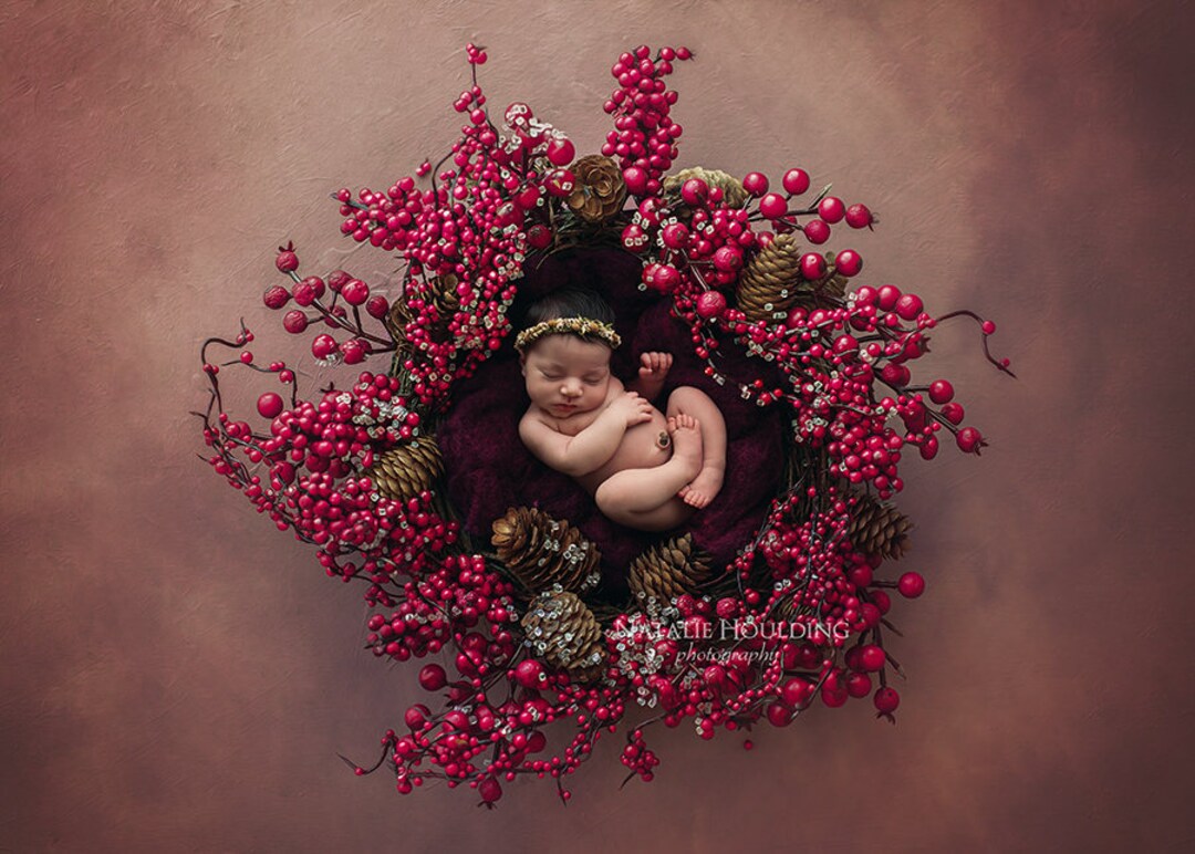 Very Berry- Newborn Digital Backdrop- Flowers - Basket- Wreath- Prop ...