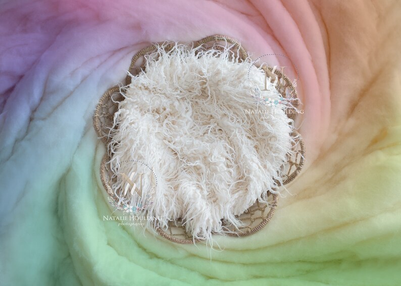 Rainbow Fluff- Newborn Digital Backdrop- Basket- Wreath- Prop ...