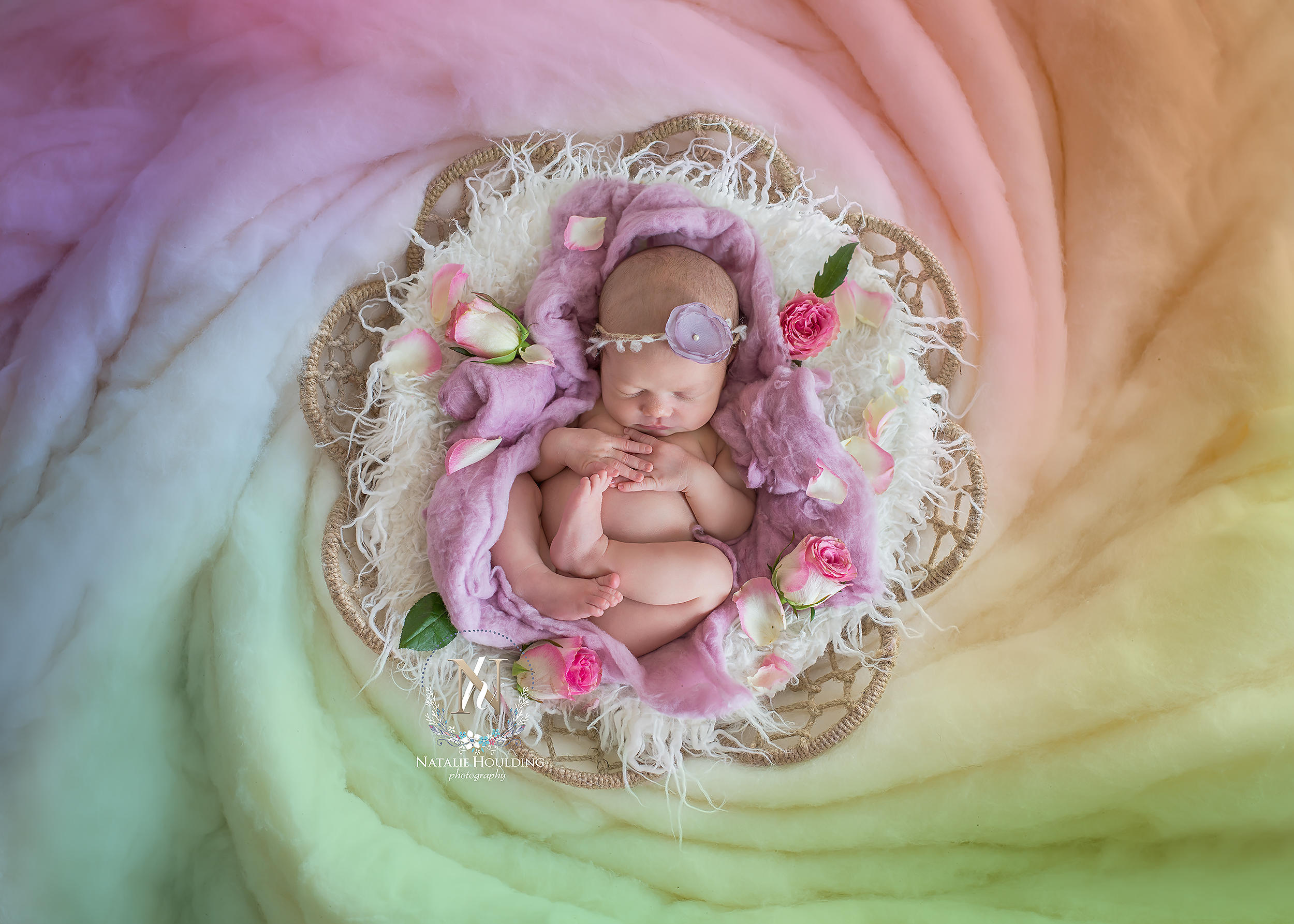 Rainbow Fluff- Newborn Digital Backdrop- Basket- Wreath- Prop ...