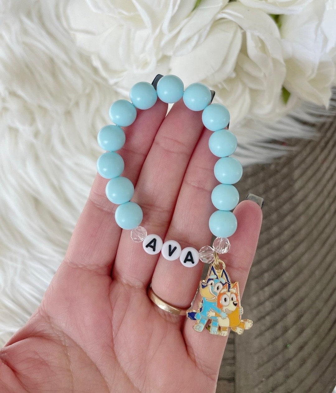 Kids Bluey and Bingo Bracelets, Kids Beaded Bracelet, Bluey Bracelet ...