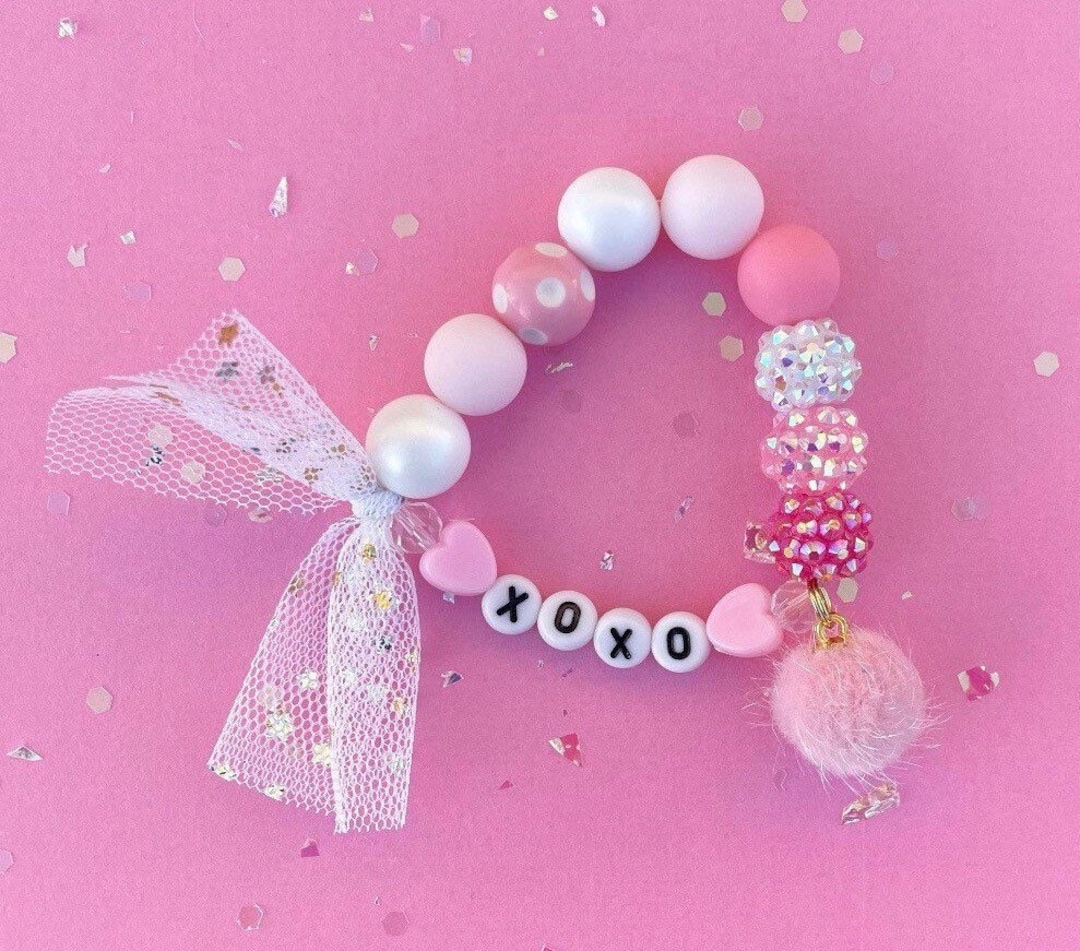 Kids Valentines Day Bracelets, Xoxo Bracelet, Kids Beaded Bracelet ...