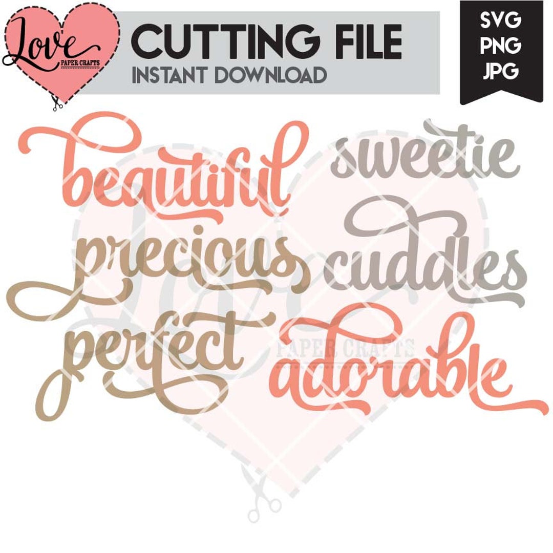 Cute Baby Words SVG Cutting File Beautiful Sweetie Precious - Etsy