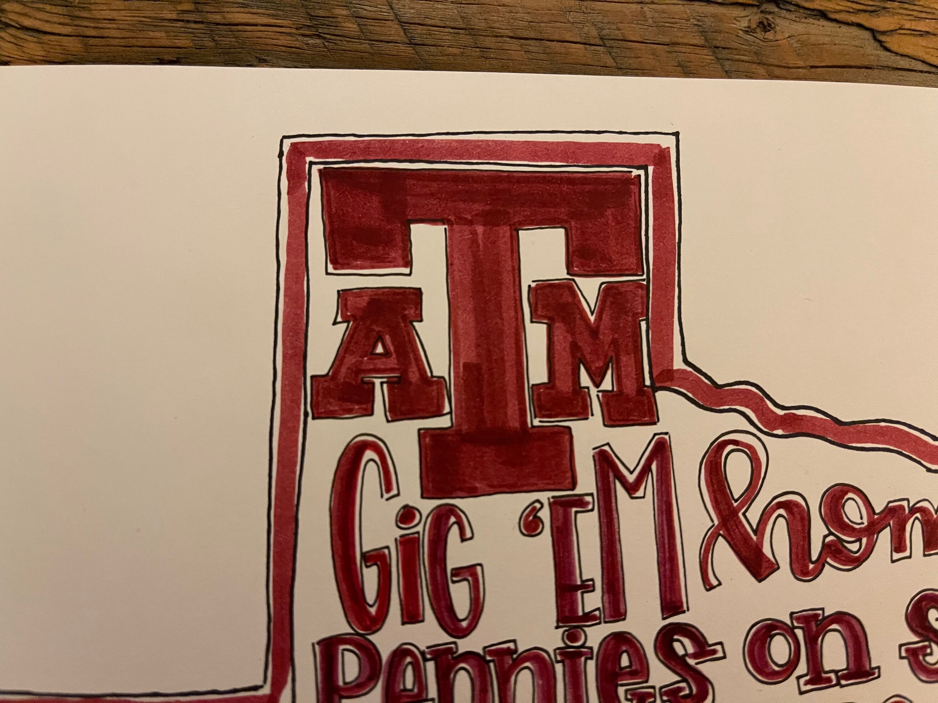 Texas A&M College Station Texas Hand-lettered State - Etsy