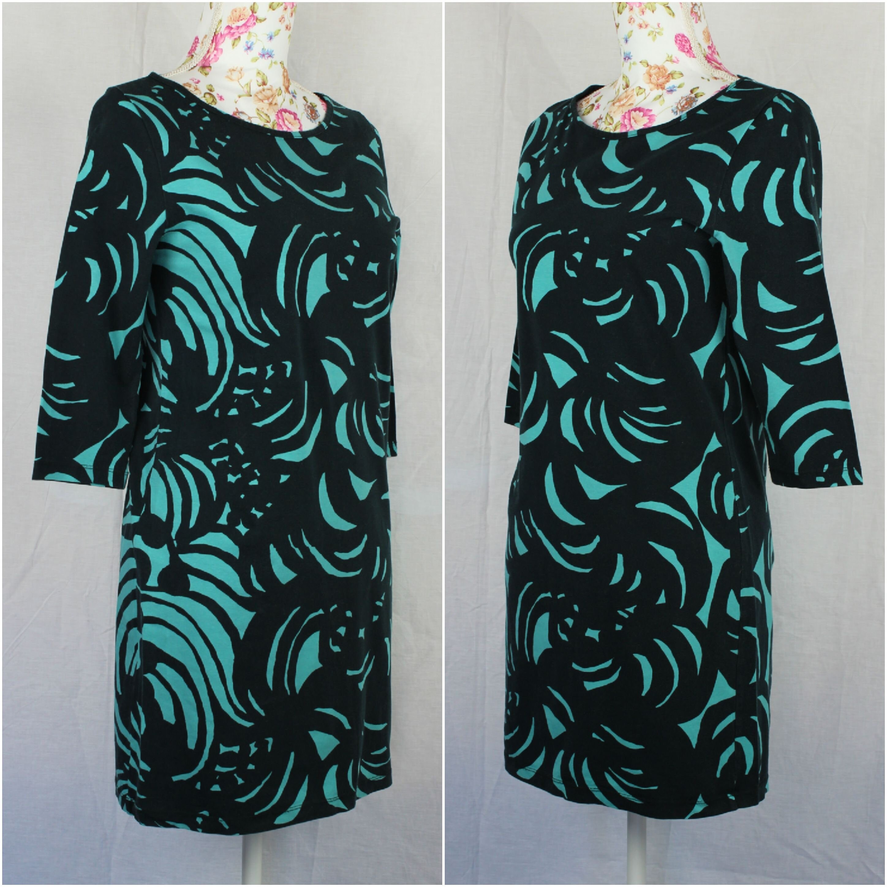 Marimekko Mint Green Black Abstract Psychedelic Print Womens Tunic ...