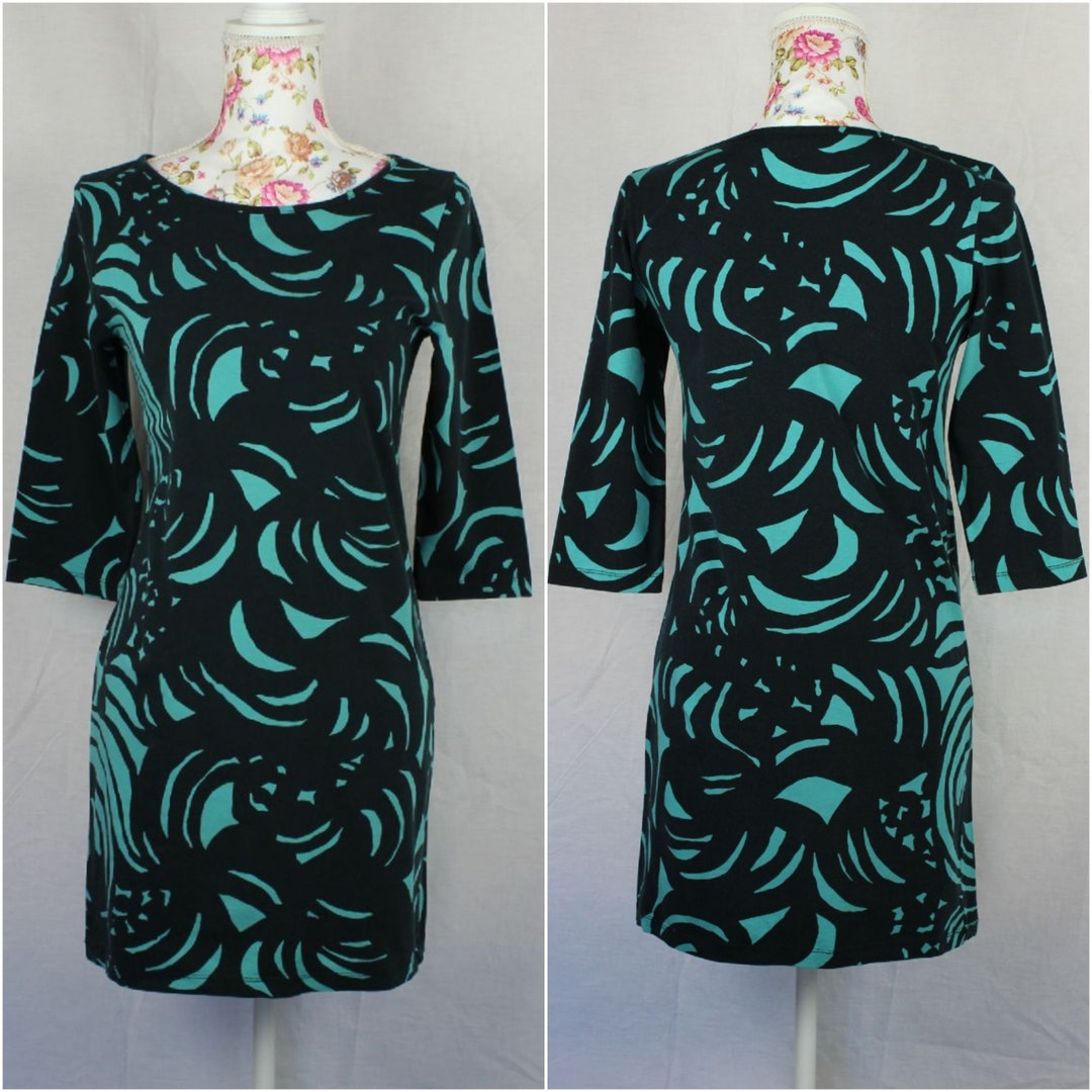 Marimekko Mint Green Black Abstract Psychedelic Print Womens Tunic ...